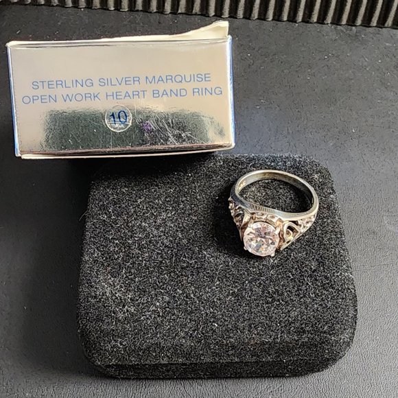 Avon | Jewelry | Avon Sterling Silver Marquise Open Work Heart Band ...